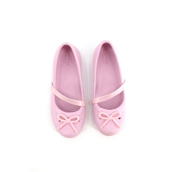 CROCS | Shoes | Crocs Girls Size 3 Ballerina Pink Lina Bow Charm Flat ...